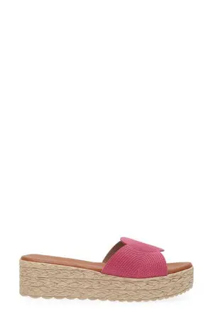 Cordani Britta Espadrille Platform Wedge Slide Sandal - Fuchsia Suede