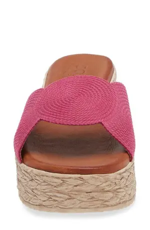 Cordani Britta Espadrille Platform Wedge Slide Sandal - Fuchsia Suede