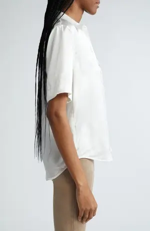 L'AGENCE Elah Short Sleeve Silk Shirt