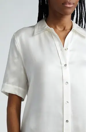 L'AGENCE Elah Short Sleeve Silk Shirt
