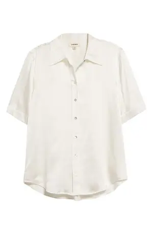 L'AGENCE Elah Short Sleeve Silk Shirt