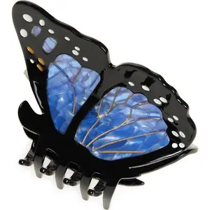 SOLAR ECLIPSE Hand-Painted Monarch Butterfly Hair Claw Clip Blue