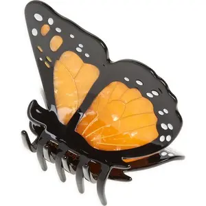SOLAR ECLIPSE Hand-painted Monarch Butterfly Hair Claw Clip - Orange