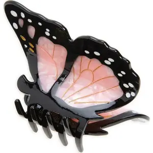 SOLAR ECLIPSE Hand-painted Monarch Butterfly Hair Claw Clip - Pink
