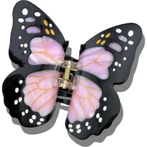 SOLAR ECLIPSE Hand-painted Monarch Butterfly Hair Claw Clip - Purple