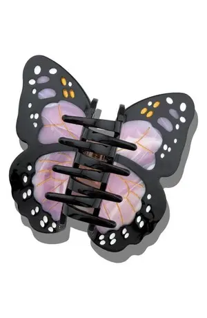 SOLAR ECLIPSE Hand-painted Monarch Butterfly Hair Claw Clip - Purple