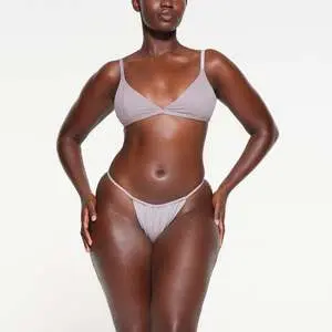 SKIMS Signature String Bikini Bottom Chrome