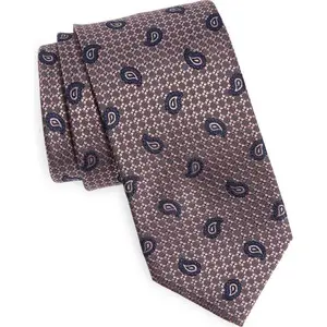 Brioni Paisley Silk Jacquard Tie - Roseate/navy