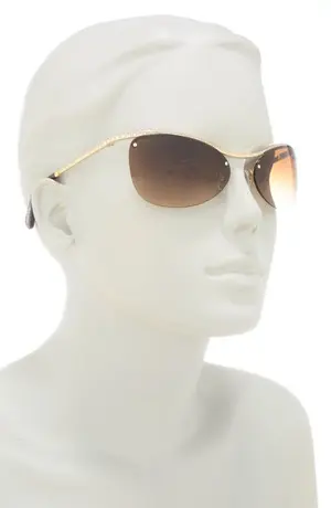 SWAROVSKI 63mm Irregular Sunglasses - Gold