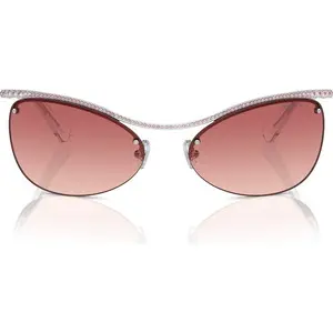SWAROVSKI 63mm Irregular Sunglasses - Silver