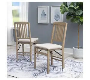 LINON Home Set Of 2 Decor West Mission Slatted Olding Chairs - One-color