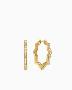 David Yurman 18k Yellow Gold Zig Zag Stax™ Hoop Earrings With Diamonds - Diamond