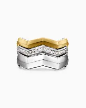 David Yurman Zig Zag Stax™ Three Row Ring - Diamond
