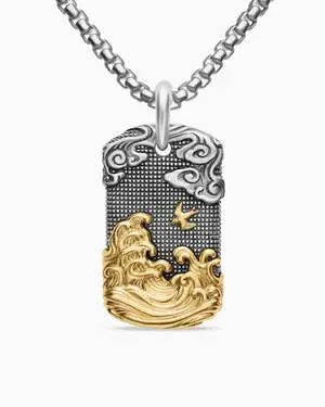 David Yurman Waves Sterling Silver And 18k Yellow Gold Tag - Sterling Silver/18k Yellow Gold