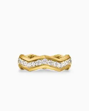David Yurman Zig Zag Stax Ring In Yellow Gold With Diamonds - Diamond