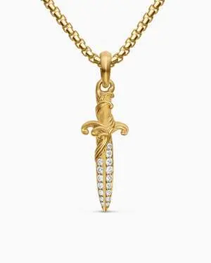David Yurman Waves Dagger Amulet In 18k Yellow Gold - Diamond