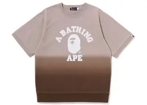 A BATHING APE BAPE College Gradation Short Sleeve Sweatshirt Brown