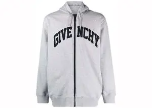 Givenchy Logo Zip Hoodie Jacket - Grey/black