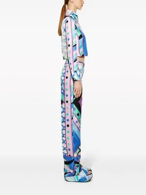 Emilio Pucci Vivara-print Silk Trousers - Blue