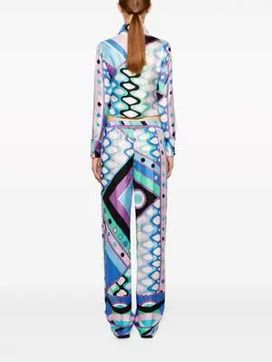 Emilio Pucci Vivara-print Silk Trousers - Blue