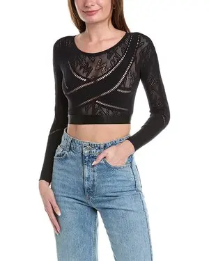 Wolford Sporty Logo Net Top Long Sleeve - Black