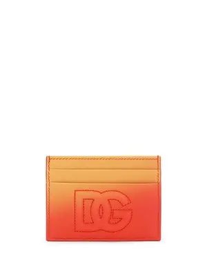 Dolce & Gabbana Dg Logo Leather Card Holder Orange