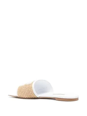 Casadei Portofino Woven-raffia Slides
