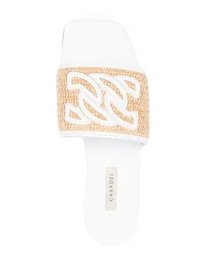 Casadei Portofino Woven-raffia Slides