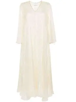 FORTE_FORTE Lurex Kaftan Maxi Dress - Neutrals