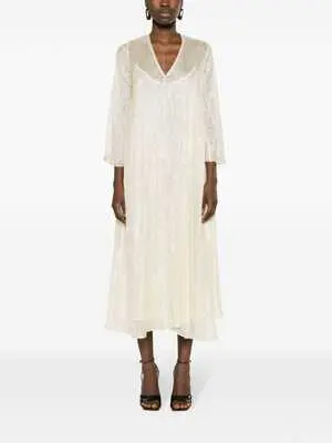 FORTE_FORTE Lurex Kaftan Maxi Dress - Neutrals