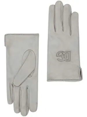 Dolce & Gabbana Logo-embossed Leather Gloves - Grey