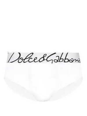 Dolce & Gabbana Logo-waistband Stretch-cotton Briefs - White