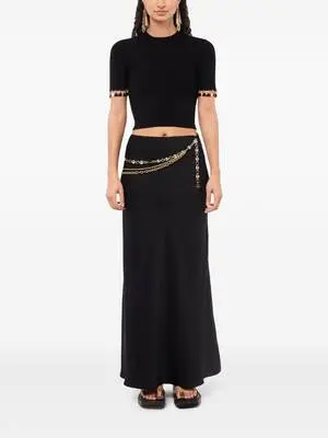 Rabanne Charm-trim Cropped T-shirt - Black