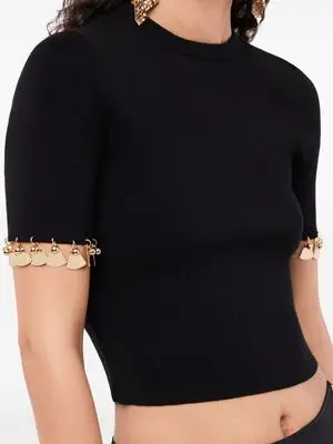 Rabanne Charm-trim Cropped T-shirt - Black