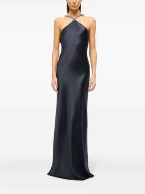 Staud Cadence Satin Maxi Dress - Blue