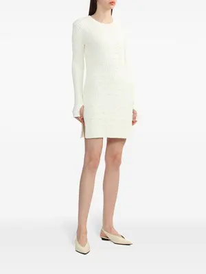 Helmut Lang Bead-embellished Ribbed-knit Dress - White