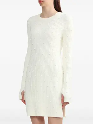 Helmut Lang Bead-embellished Ribbed-knit Dress - White