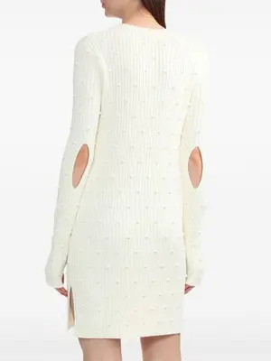 Helmut Lang Bead-embellished Ribbed-knit Dress - White