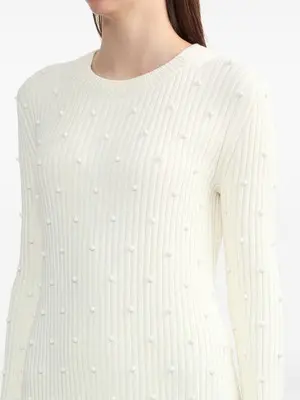 Helmut Lang Bead-embellished Ribbed-knit Dress - White
