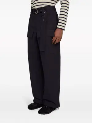JIL SANDER Belted Wide-leg Trousers - Blue