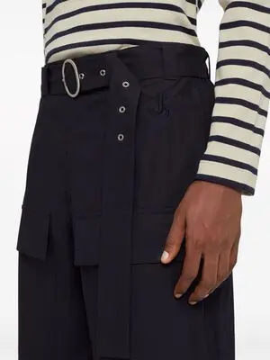 JIL SANDER Belted Wide-leg Trousers - Blue