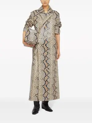 JIL SANDER Snakeskin-print Belted Leather Coat