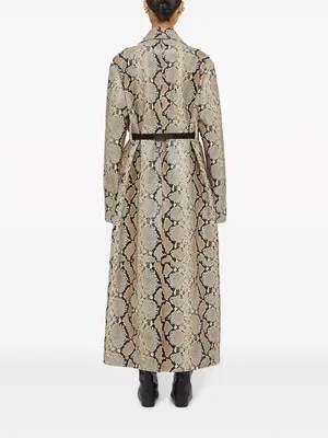 JIL SANDER Snakeskin-print Belted Leather Coat