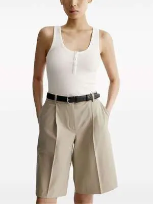 12 STOREEZ Ribbed Henley Top - Neutrals