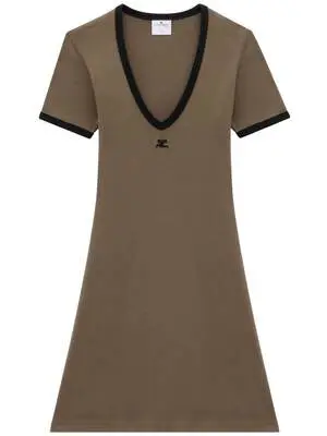 COURREGES V-neck Minidress - Green