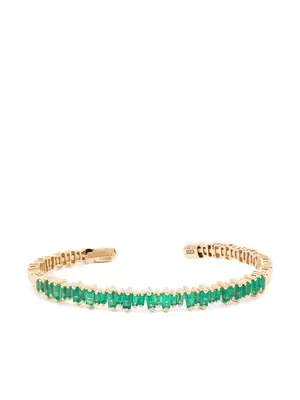 SUZANNE KALAN 18kt Yellow Emerald Cuff Bracelet - Gold