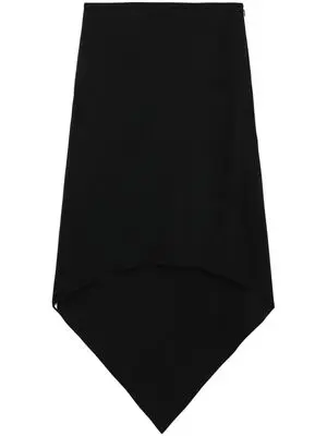 Helmut Lang Asymmetric Virgin Wool Midi Skirt - Black