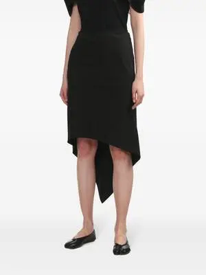 Helmut Lang Asymmetric Virgin Wool Midi Skirt - Black