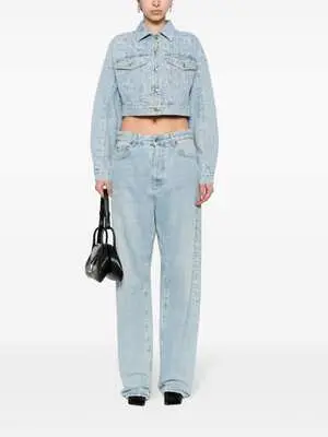 Just Cavalli Logo-jacquard Cropped Denim Jacket