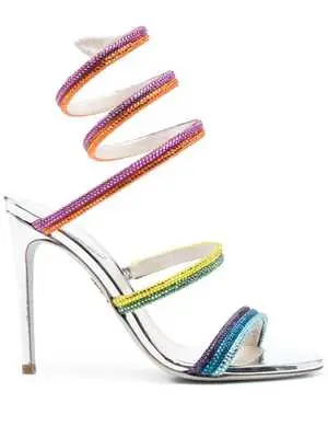 Rene Caovilla Rainbow 105mm Leather Sandals - Blue